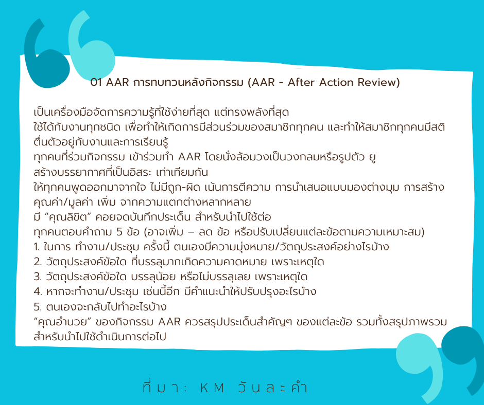 AAR การทบทวนหลังกิจกรรม (AAR - After Action Review) | การจัดการความรู้ ...